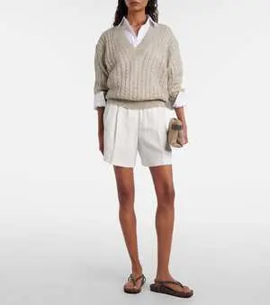 Brunello Cucinelli High-rise Bermuda Shorts - White