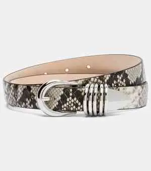 DEHANCHE Hollyhock Snake-effect Leather Belt - Brown