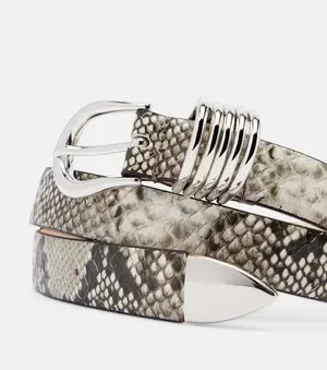 DEHANCHE Hollyhock Snake-effect Leather Belt - Brown