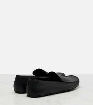 THE ROW Leo Leather Slip-on Shoes - Black