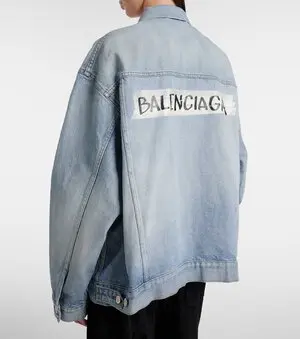 Balenciaga Logo Denim Jacket - Blue