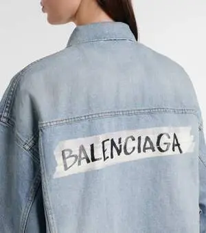 Balenciaga Logo Denim Jacket - Blue