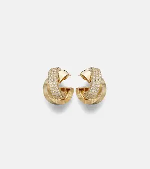 SYDNEY EVAN Tri-link Diamond Hoop Earrings - Gold