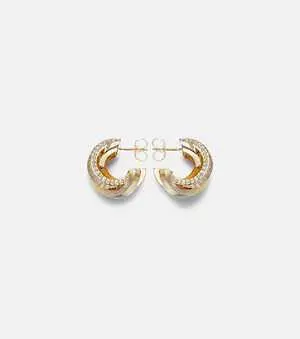 SYDNEY EVAN Tri-link 14kt Hoop Earrings With Diamonds