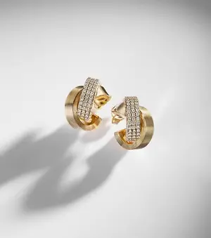 SYDNEY EVAN Tri-link 14kt Hoop Earrings With Diamonds