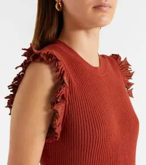Ulla Johnson Noelle Knitted Lame Midi Dress - Orange
