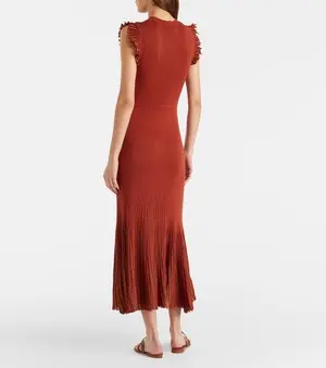 Ulla Johnson Noelle Knitted Lame Midi Dress - Orange