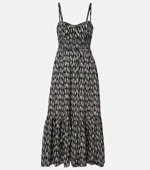 Ulla Johnson Nadine Printed Cotton-blend Midi Dress - Black
