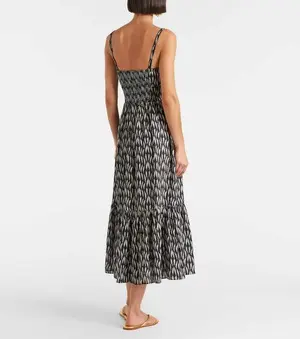 Ulla Johnson Nadine Printed Cotton-blend Midi Dress - Black