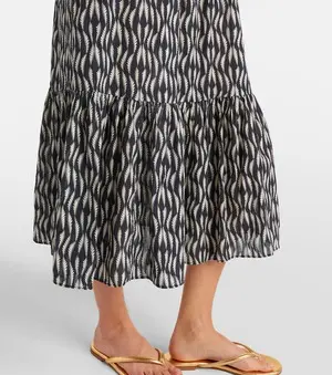 Ulla Johnson Nadine Printed Cotton-blend Midi Dress - Black