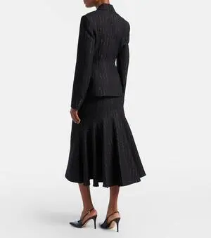 Erdem Pinstripe Wool Midi Skirt