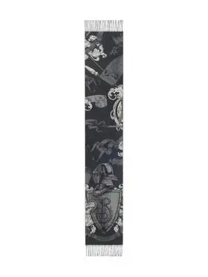 Burberry Etched Knight Cashmere Scarf - Grey