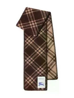 Burberry Check-pattern Wool Scarf Brown