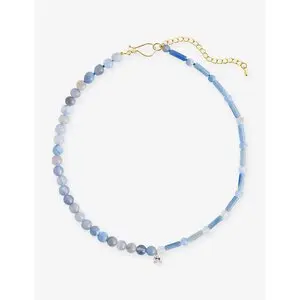 A SINNER IN PEARLS Crystal, Water Agate, And Aventurine Necklace - Blue
