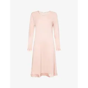 Hanro Claire Ruffled-trim Nightdress - Blush