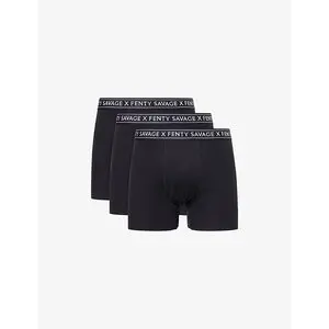 SAVAGE X FENTY Classics Pack Of Three Stretch-cotton Boxer Briefs - Caviar