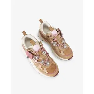 Kurt Geiger Runner Suede And Mesh Trainers - Camel