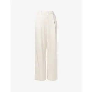 MALINA Sarah Wide-leg Satin Trousers - Vanilla