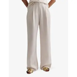 MALINA Sarah Wide-leg Satin Trousers - Vanilla