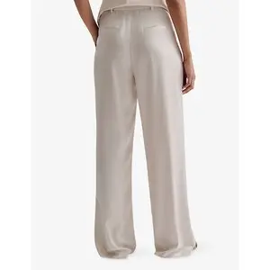 MALINA Sarah Wide-leg Satin Trousers - Vanilla