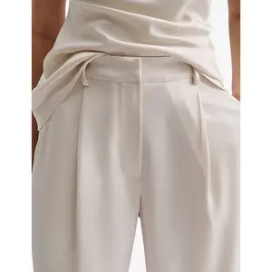MALINA Sarah Wide-leg Satin Trousers - Vanilla