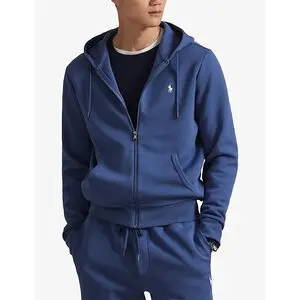 Polo Ralph Lauren Logo-embroidered Zipped Cotton-blend Hoodie - Blue