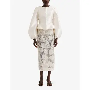 MALINA Vendela Balloon-sleeve Satin Blouse - Ivory