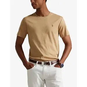 Polo Ralph Lauren Logo-embroidered Custom Slim-fit Cotton-jersey T-shirt - Camel