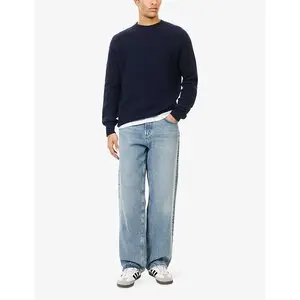 Sunspel Shetland Wool Crew Neck Jumper - Navy