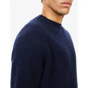 Sunspel Shetland Wool Crew Neck Jumper - Navy