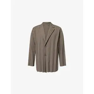 Issey Miyake Edge Ensemble Pleated Woven Jacket - Khaki