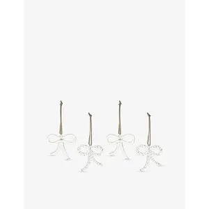 THE WHITE COMPANY Bow Glass Christmas Decorations Set Of Four - Clear