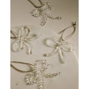 THE WHITE COMPANY Bow Glass Christmas Decorations Set Of Four