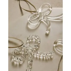THE WHITE COMPANY Bow Glass Christmas Decorations Set Of Four