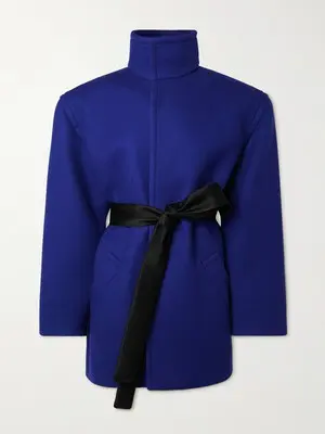 Saint Laurent Belted Wool-felt Coat - Blue