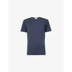 Sunspel Regular-fit Crewneck Stretch-jersey T-shirt - Navy