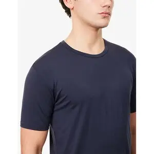 Sunspel Regular-fit Crewneck Stretch-jersey T-shirt - Navy