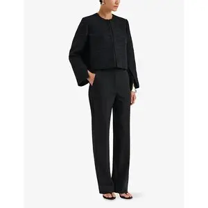 MALINA Ruthie Cropped Bouclé Blazer - Black
