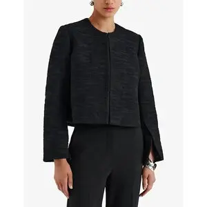 MALINA Ruthie Cropped Bouclé Blazer - Black