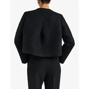 MALINA Ruthie Cropped Bouclé Blazer - Black