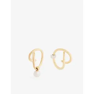 PLOW Wave Pierces Sterling Silver And Pearl Hoop Earrings - Gold