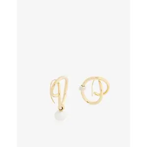 PLOW Wave Pierces Sterling Silver And Pearl Hoop Earrings