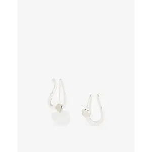 PLOW Wave Pierces Sterling And Moonstone Hoop Earrings - Silver