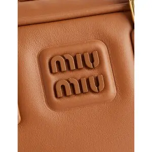 Miu Miu Arcadie Leather Top Handle Bag - Cognac