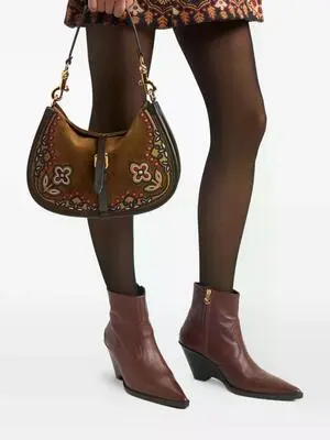 Etro Floral-embroidery Suede Shoulder Bag
