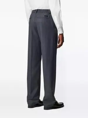 Versace Micro-checked Wool Trousers - Grey