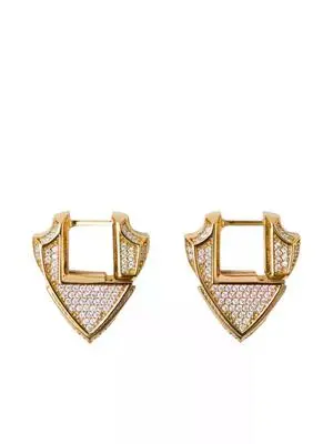 Burberry Plated Sterling Silver Shield Pavé Cubic Zirconia Earrings