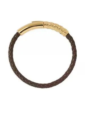 Burberry Check Leather Bracelet With Gold-plated Brass - Brown