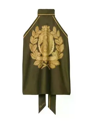 Burberry Logo Crest Silk Scarf - Green