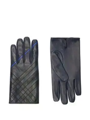 Burberry Check Pattern Leather Gloves